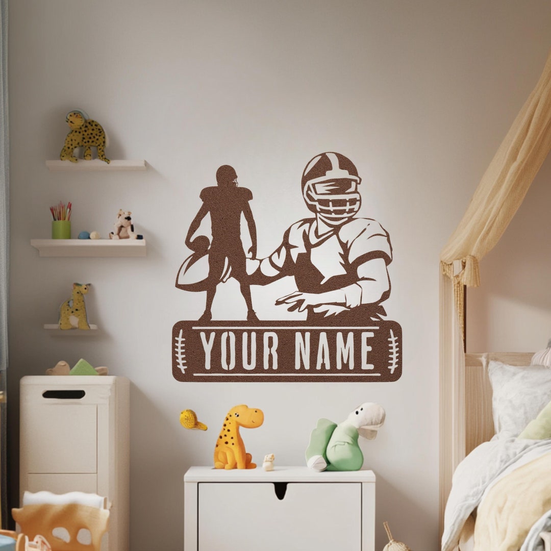 Personalized Football Metal Wall Sign: Custom Name Decor - Etsy