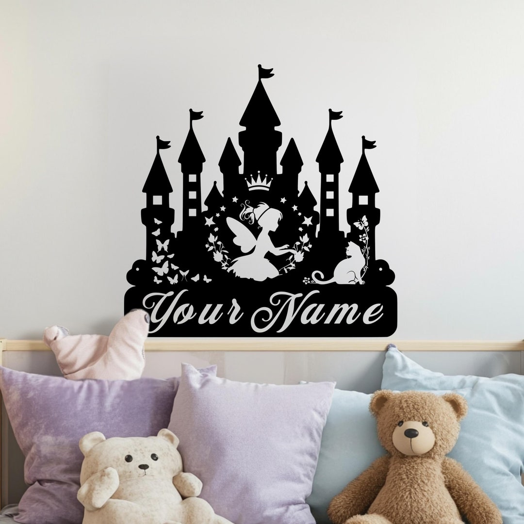 Personalized Fairy Princess Castle Metal Wall Sign - Girl's Room Decor ...