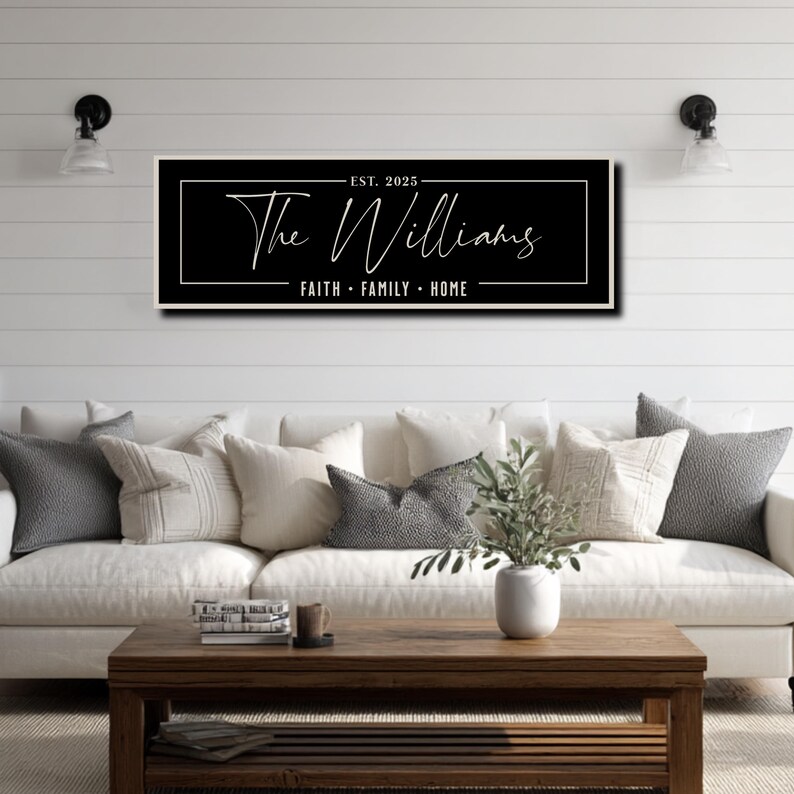 Personalized Family Name Canvas Sign, Modern Wedding Gift, Established ...