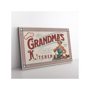 Custom Grandma's Kitchen Sign, Vintage Farmhouse Canvas Wall Art - Etsy