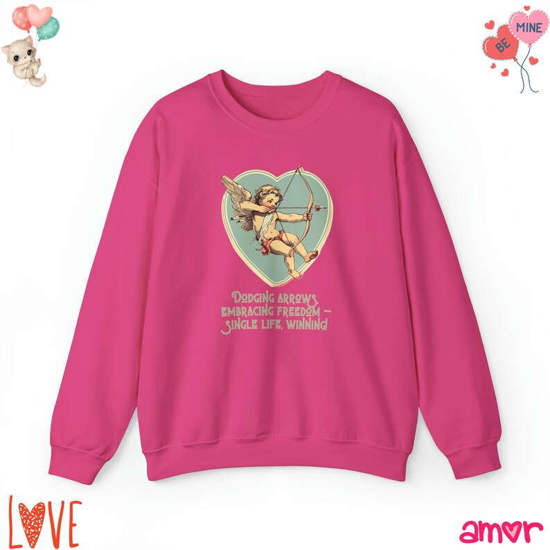 CUPID With Arrow and Bow VALENTINES SWEATSHIRT, Pure Comfort Premium ...