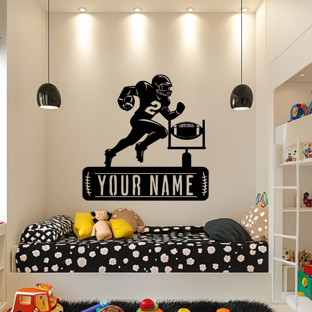 Personalized Football Metal Wall Sign: Custom Name Decor - Etsy