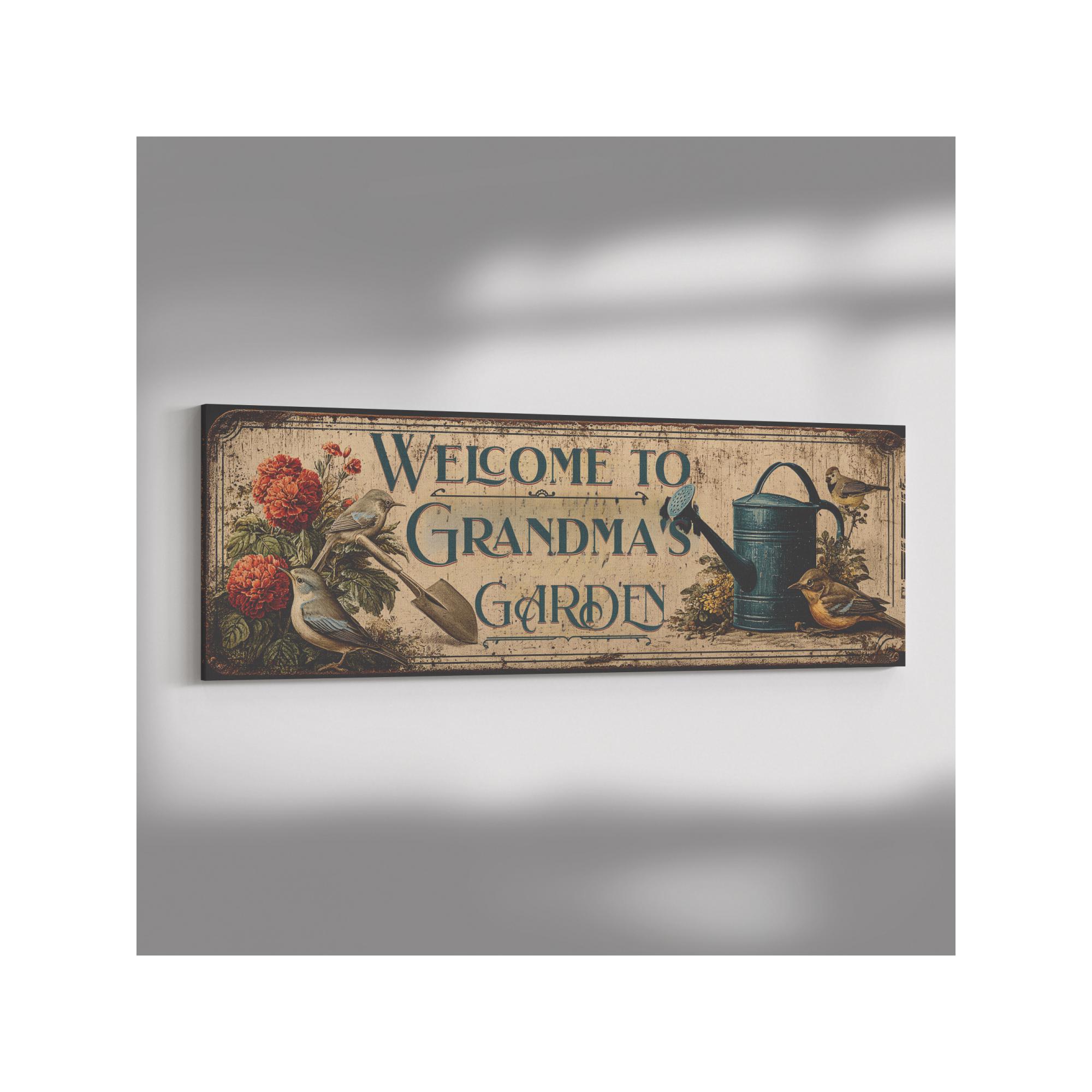 Custom Grandma's Garden Sign Vintage Floral Wall Art Print Personalized ...