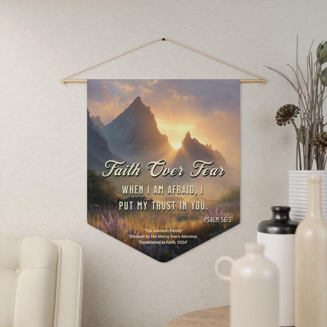 Inspirational Wall Pennant, Faith Over Fear Home Decor, Motivational ...