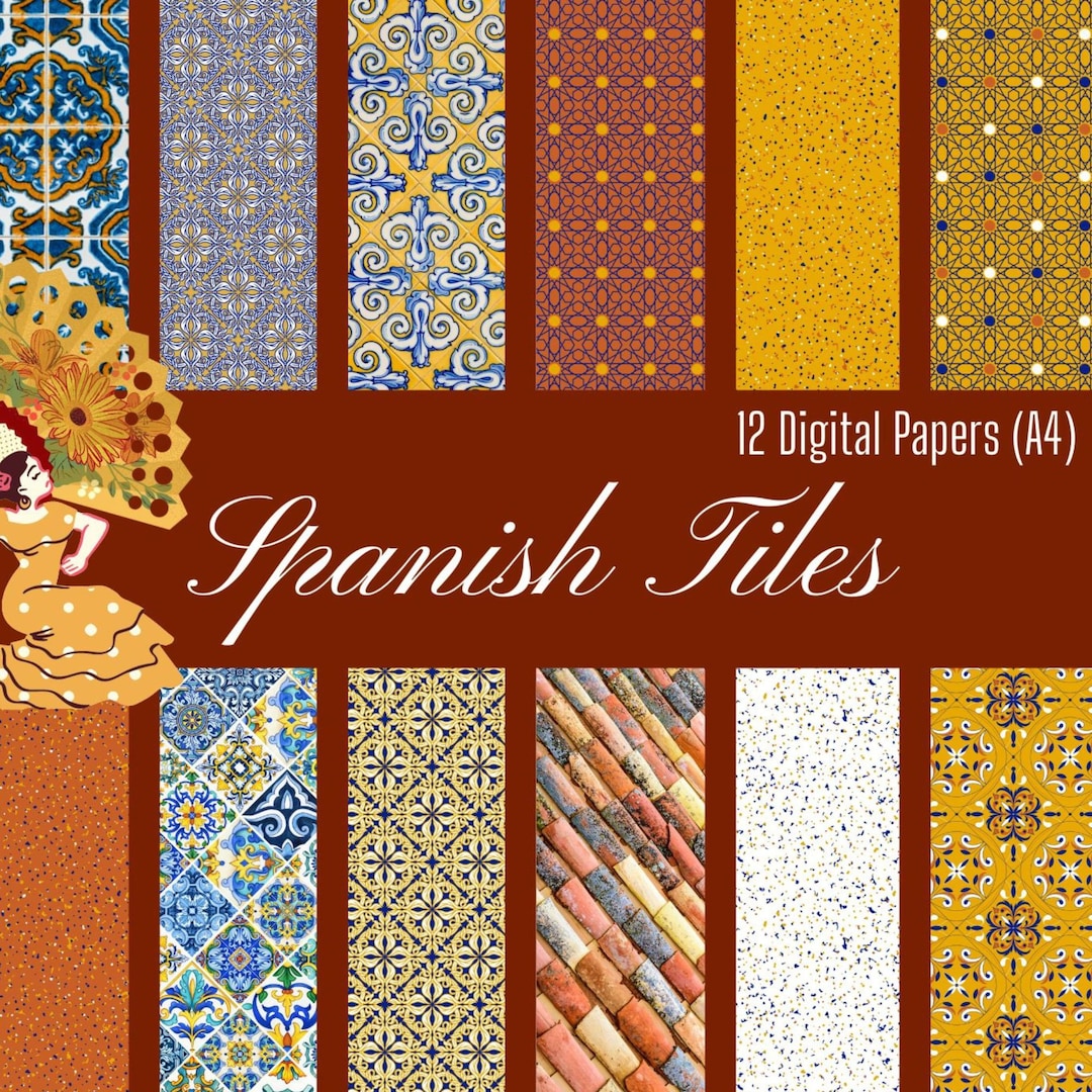 Spanish Tiles 12pc A4 Digital Paper Kit - Etsy