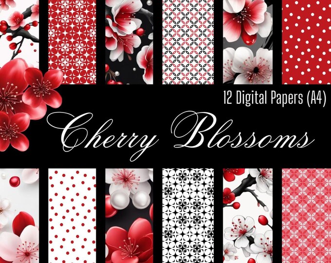 Cherry Blossoms 12pc A4 Digital Paper Kit - Etsy
