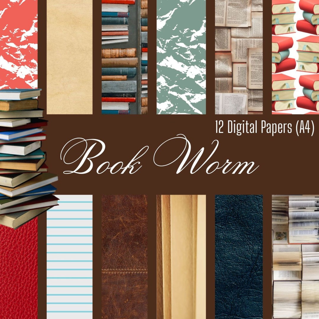 Bookworm 12pc A4 Digital Paper Kit - Etsy