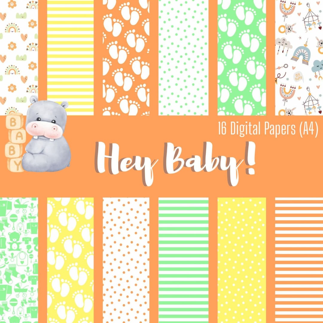 Hey Baby! 12pc A4 Digital Paper Kit - Etsy