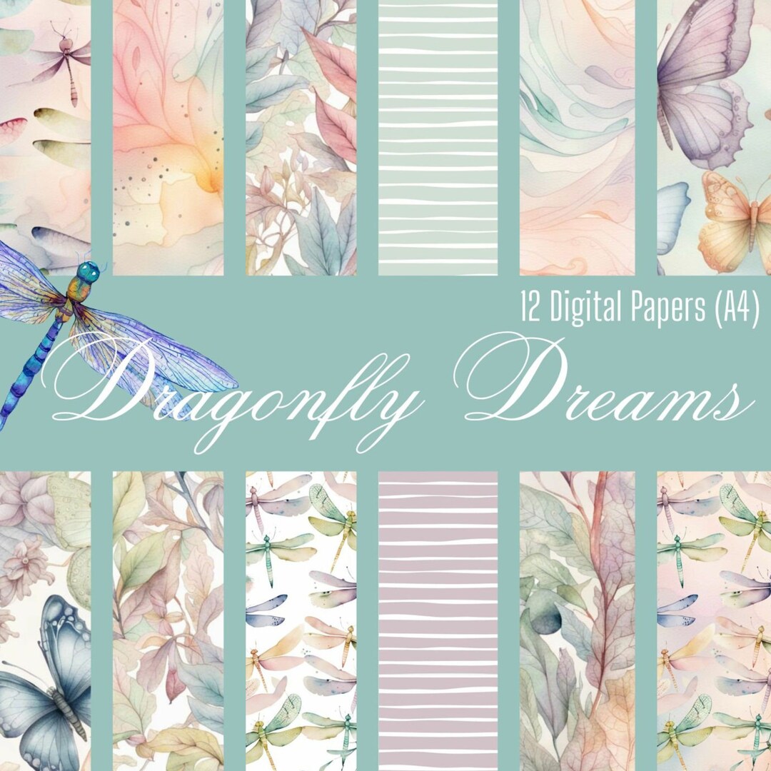 Dragonfly Dreams 12pc A4 Digital Paper Kit - Etsy