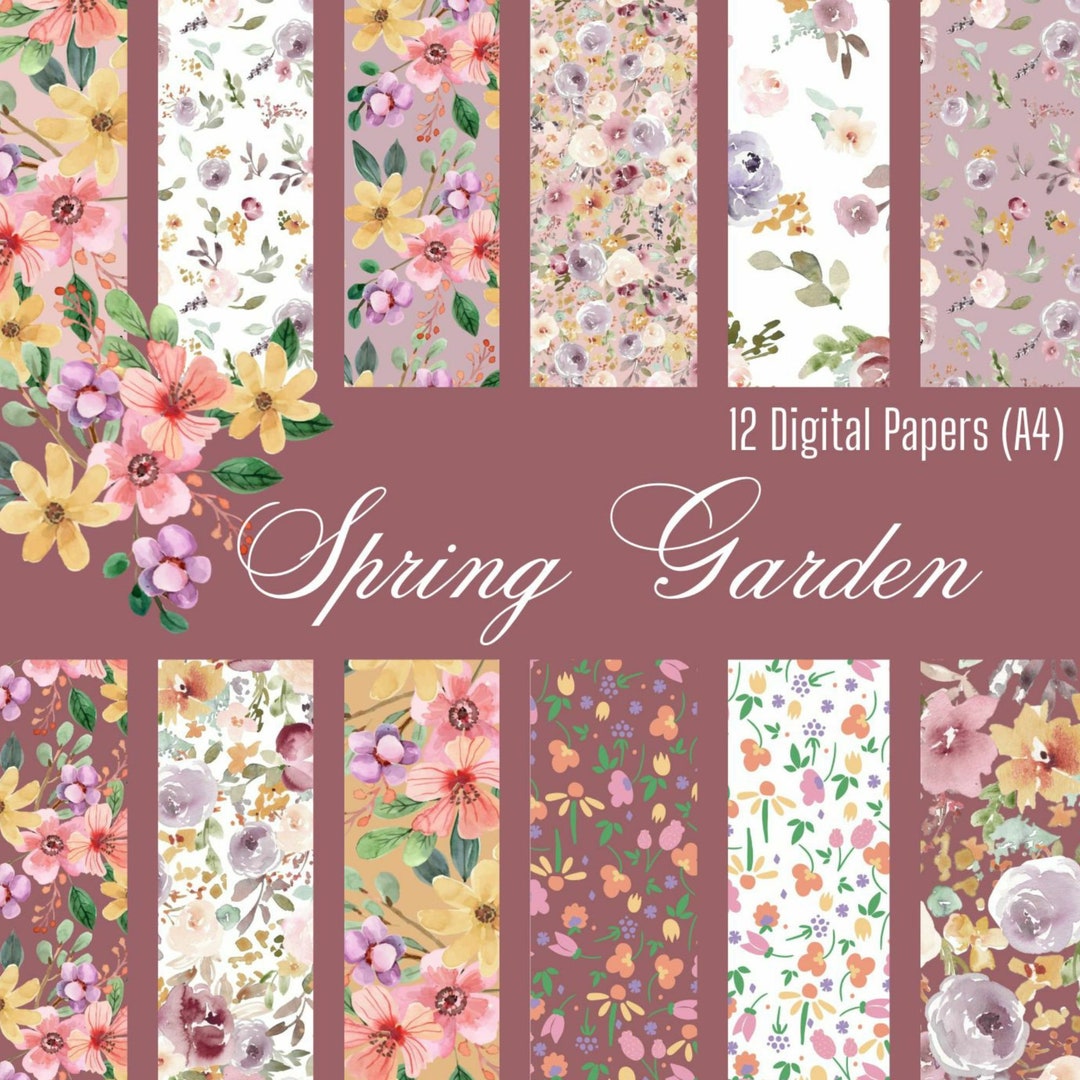 Spring Garden 12pc A4 Digital Paper Kit - Etsy