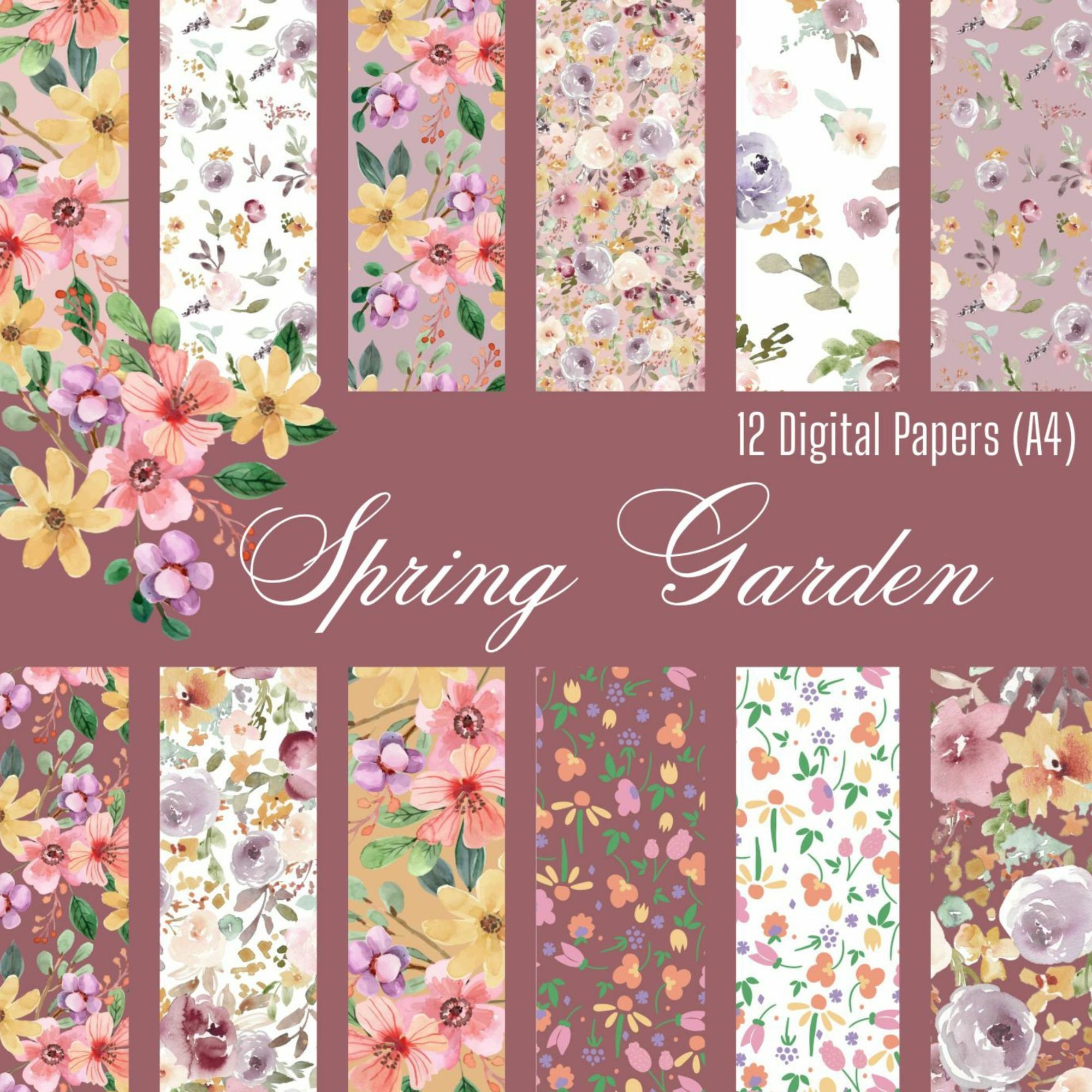 Spring Garden 12pc (A4) Digital Paper Kit - Etsy