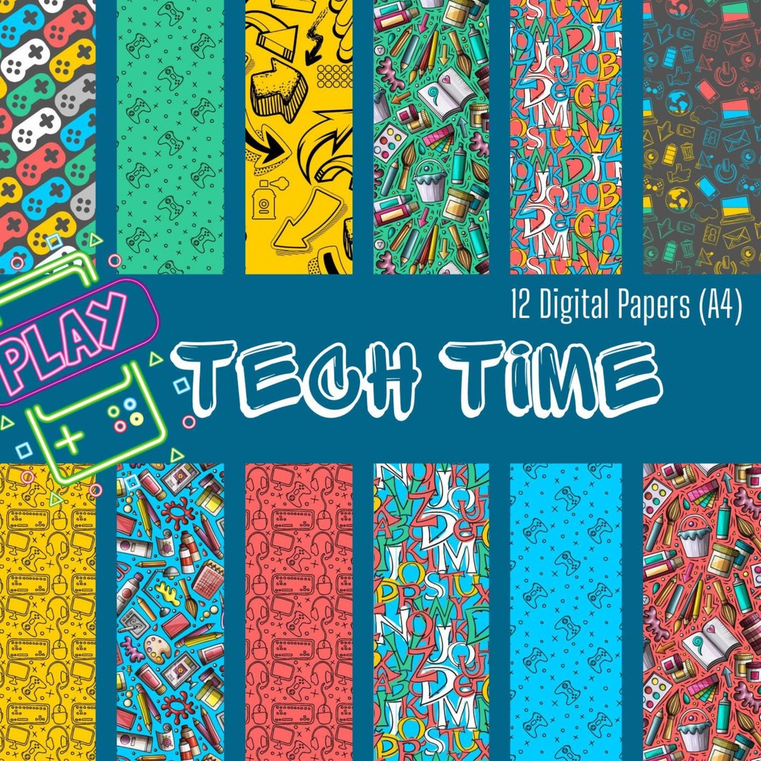 Tech Time 12pc A4 Digital Paper Kit - Etsy