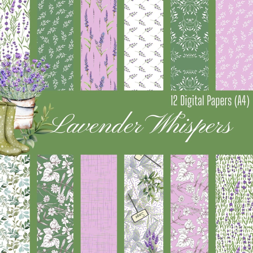 Lavender Whispers 12pc A4 Digital Paper Kit - Etsy
