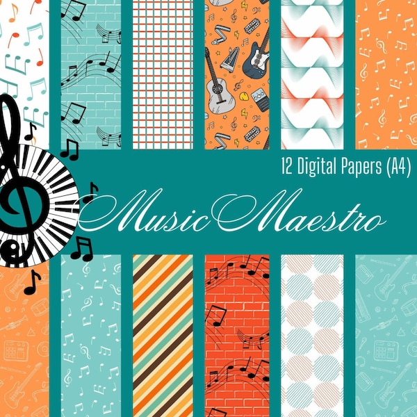 Music Digital Paper - Etsy
