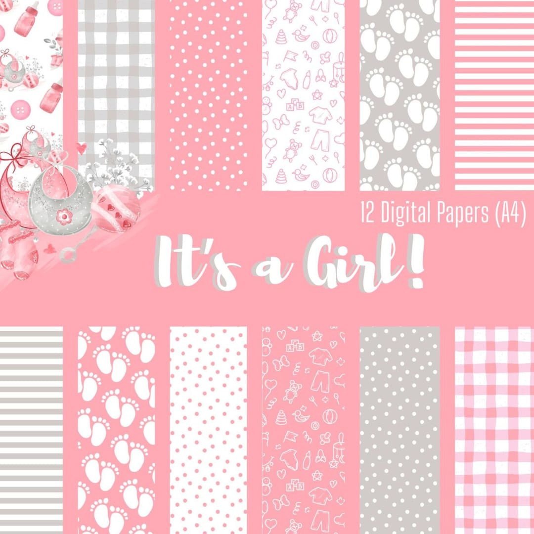 It's a Girl! 12pc A4 Digital Paper Kit - Etsy