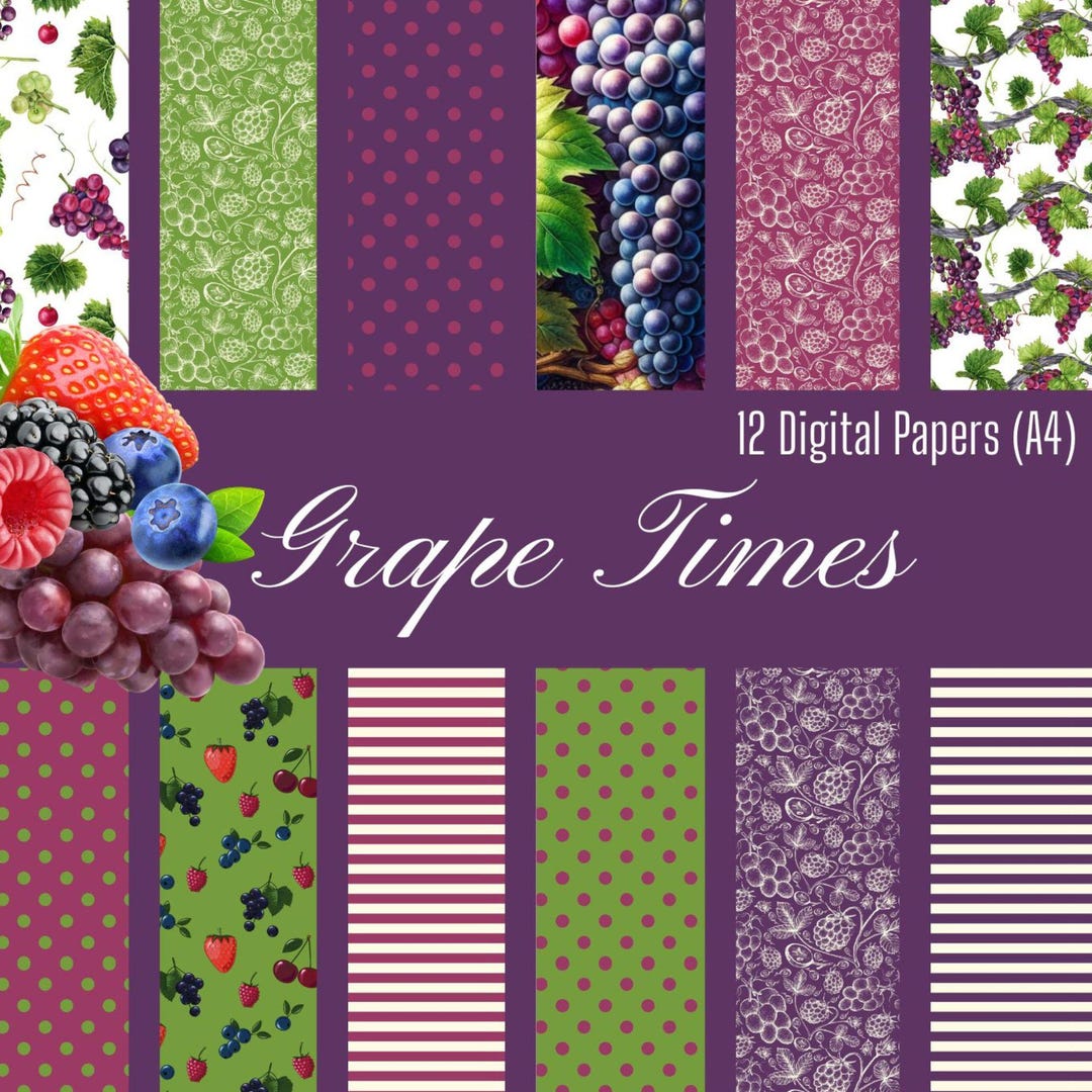 Grape Times 12pc A4 Digital Paper Kit - Etsy