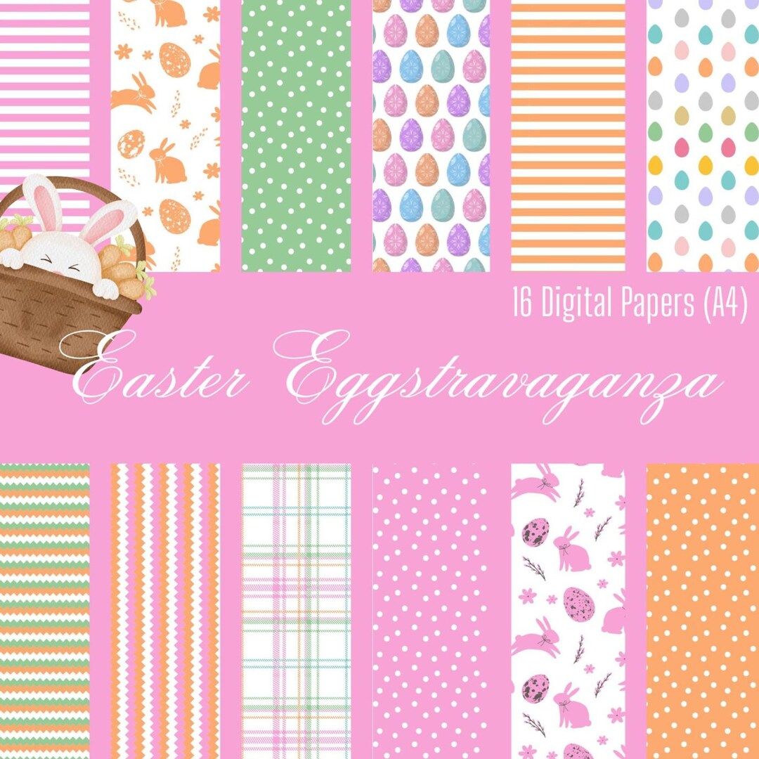 Easter Eggstravaganza 14pc A4 Digital Paper Kit - Etsy