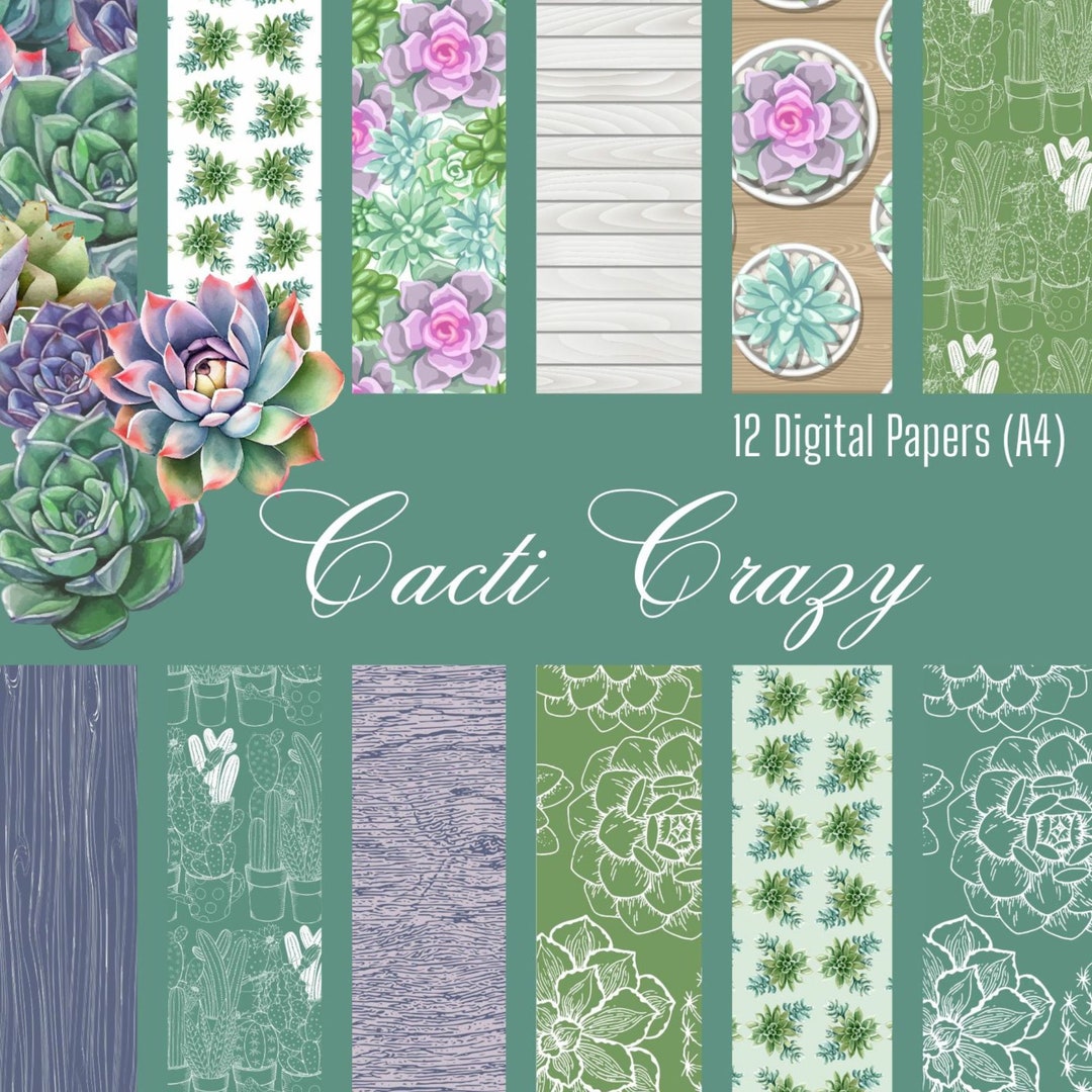 Cacti Crazy 12pc A4 Digital Paper Kit - Etsy