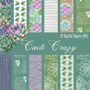 Cacti Crazy 12pc A4 Digital Paper Kit - Etsy