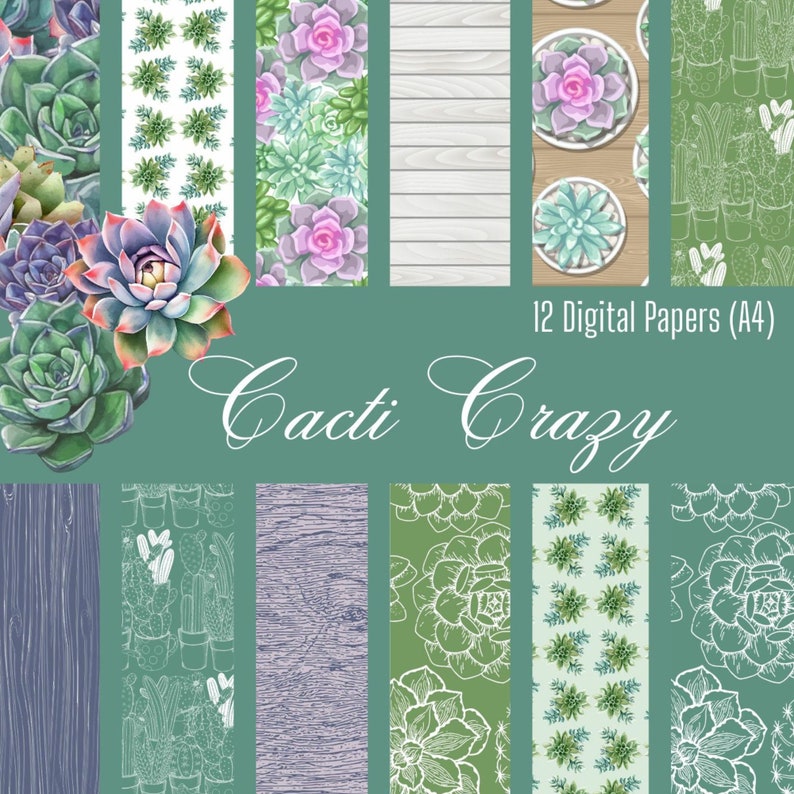Cacti Crazy 12pc A4 Digital Paper Kit - Etsy