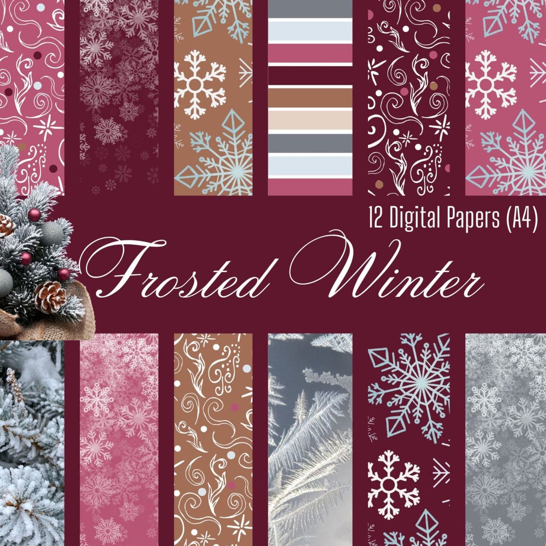 Frosted Winter 12pc A4 Digital Paper Kit - Etsy
