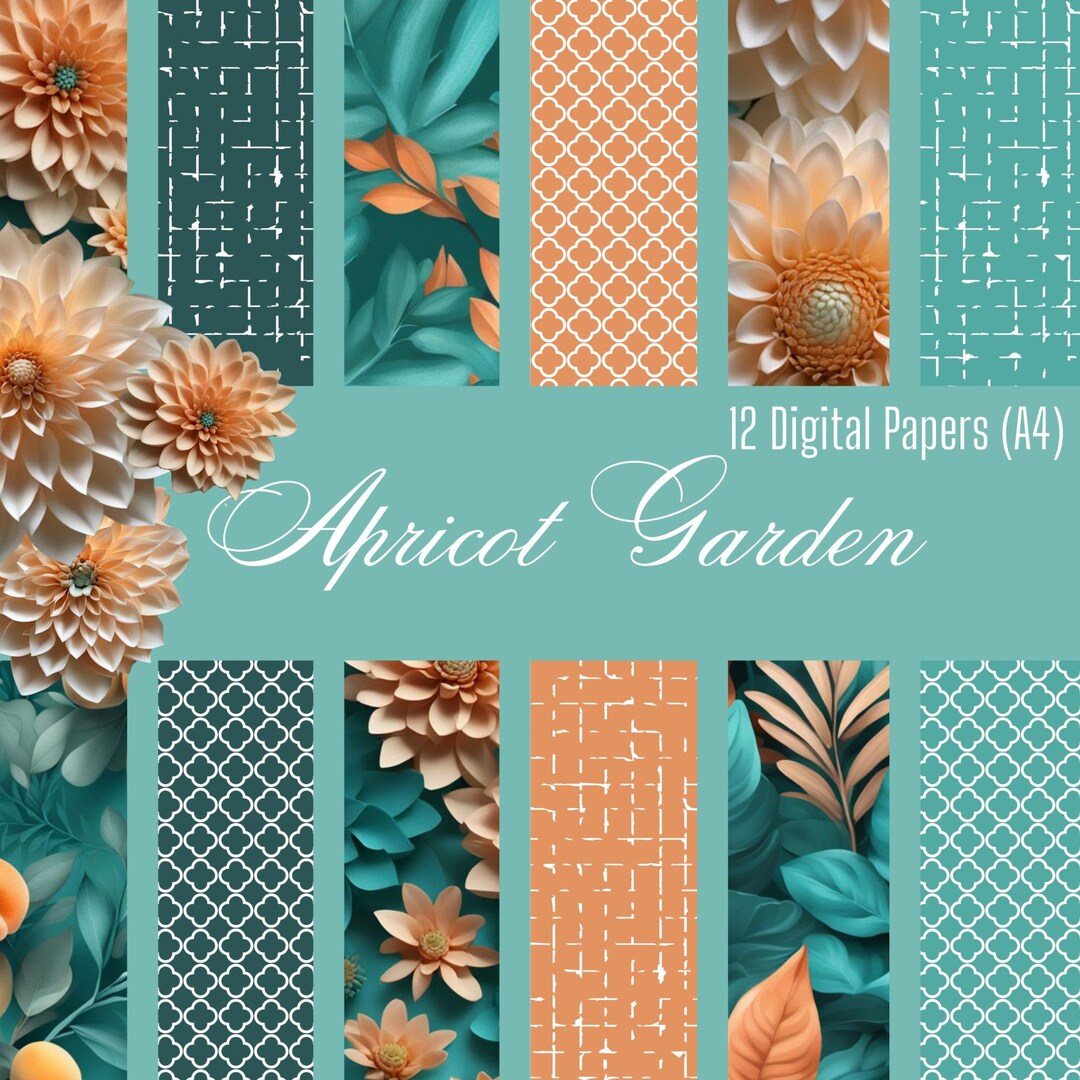 Apricot Gardens 12pc A4 Digital Paper Kit - Etsy