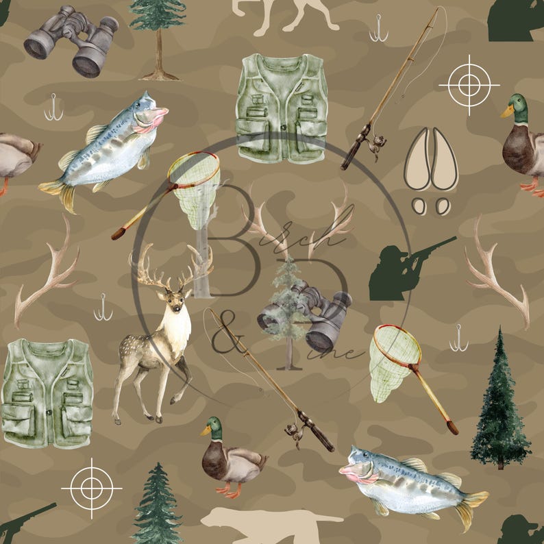 Hunting and Fishing Seamless File - Etsy