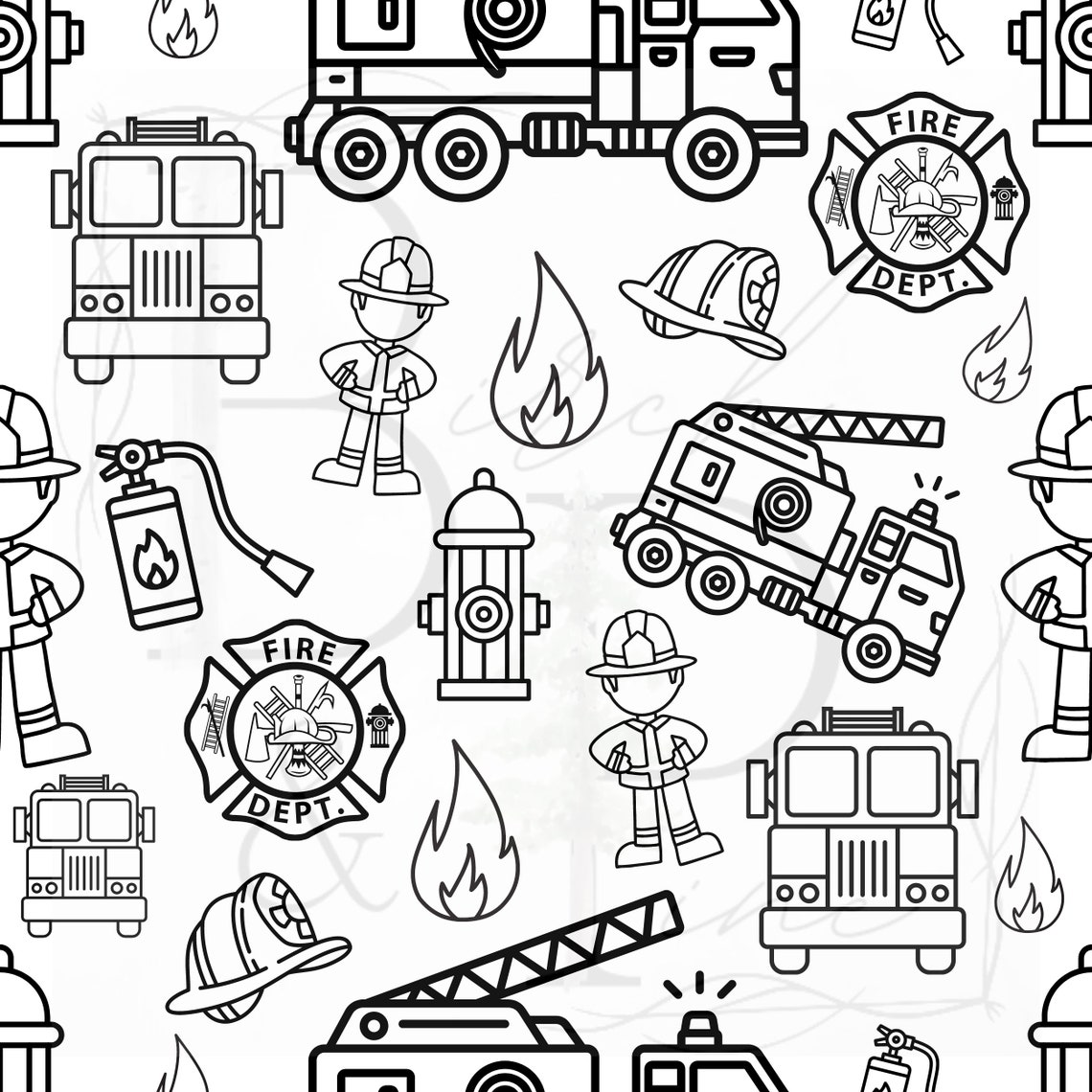 Firefighter Seamless Coloring File - Etsy