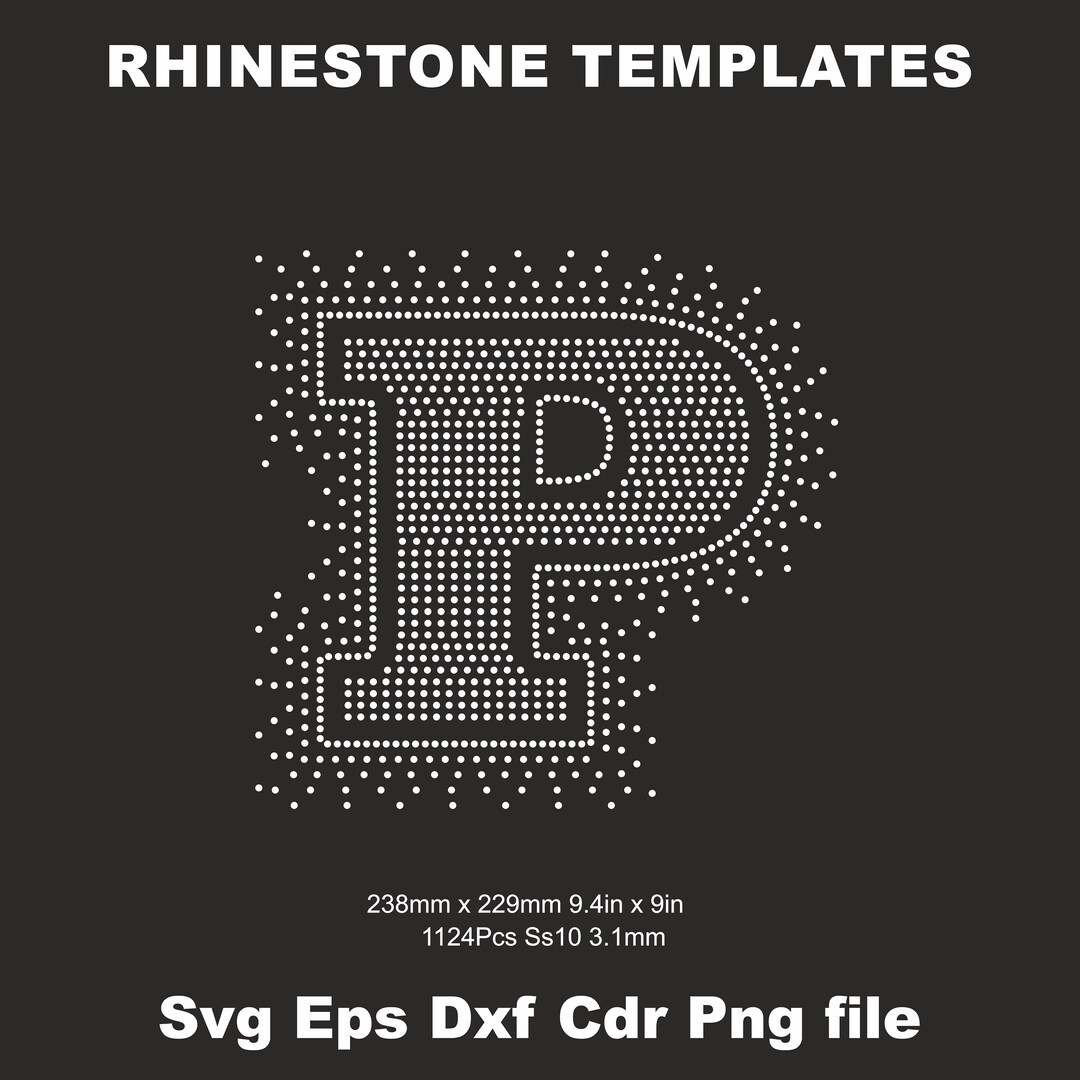 Rhinestone Letter P Template 9inch SS10 SVG Cut File ,alphabet P ...
