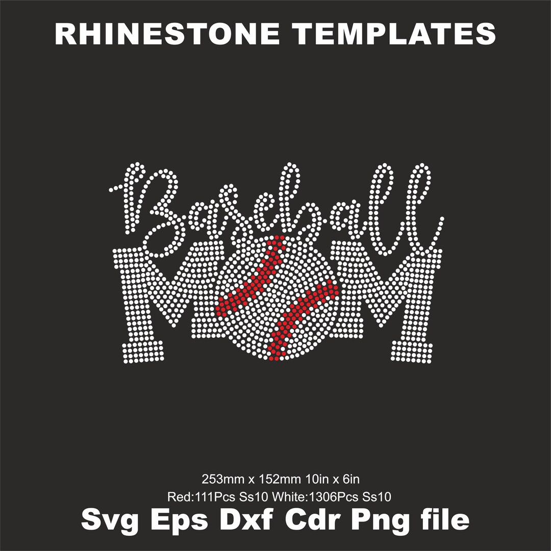 Baseball Mom Rhinestone Template SVG Ss10,baseball Mom Ball Svg ...