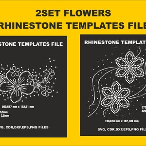Rhinestone 2 Set Flowers Templates ss10 Hotfix Design - Etsy