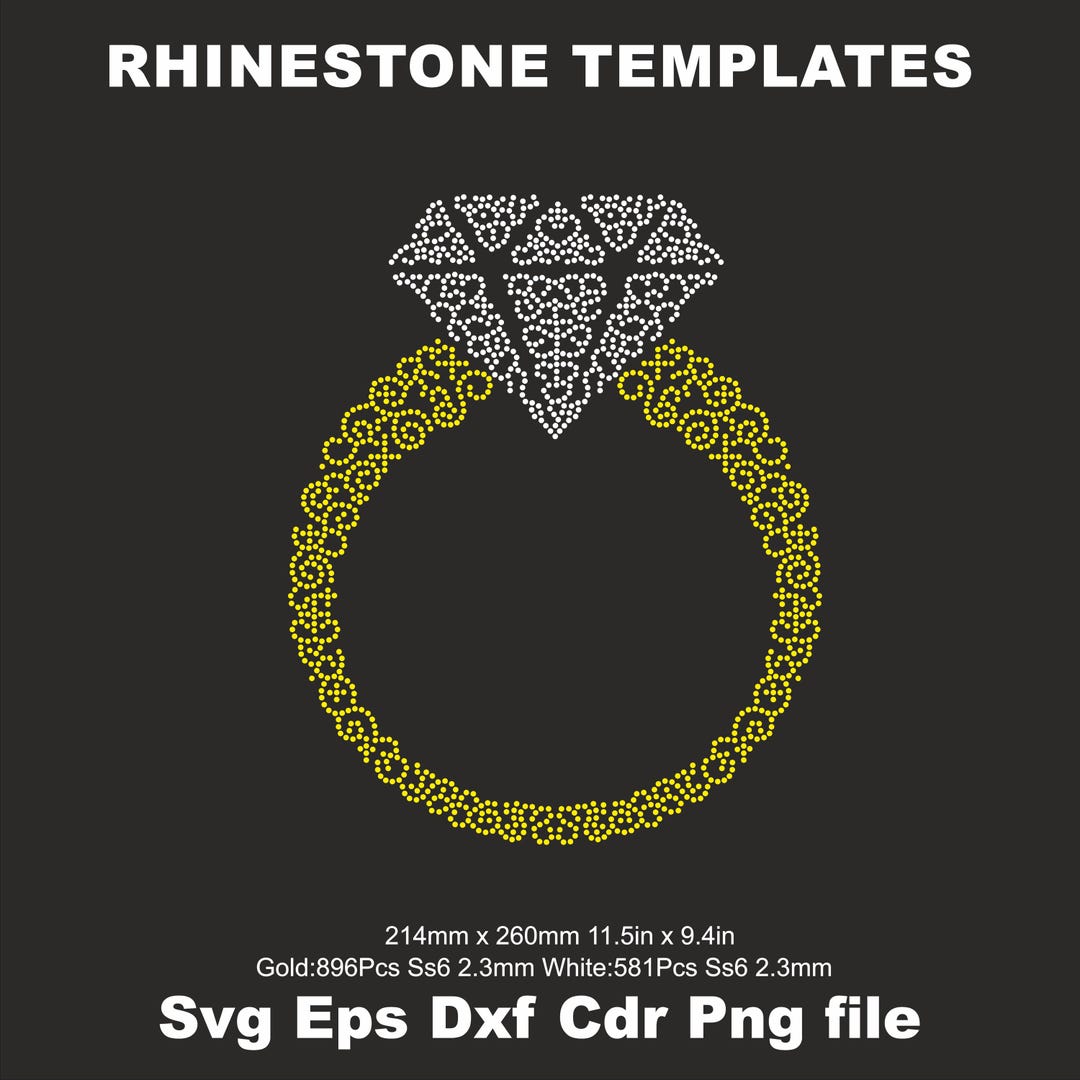 Wedding Rings Rhinestone Ss6 Svg, Ring Bling Iron on Transfer, Digital ...