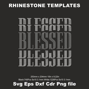 Blessed Rhinestone Svg SS10 Cutting Cut File,blessed Iron on Transfer ...