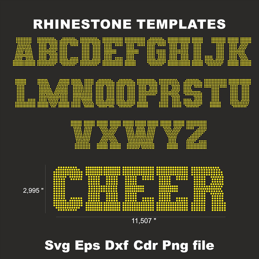 3 Inch Rhinestone Uniform Letters Template Svg Ss10 Alphabet Font ...