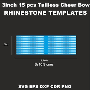 3 Inch Tailless Cheer Bow Rhinestone 15pcs Templates Svg,ss10 Headband ...