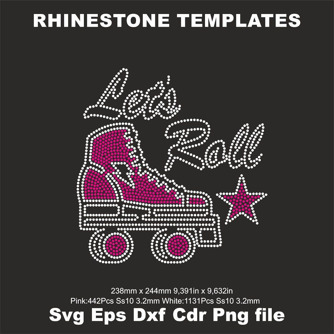 Roller Skate Rhinestone Template Ss10,rhinestone Iron on Transfer Girl ...