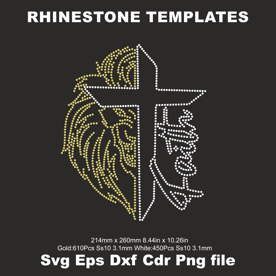 Faith Lion Rhinestone Svg,cross Rhinestone,faith Rhinestone Template ...