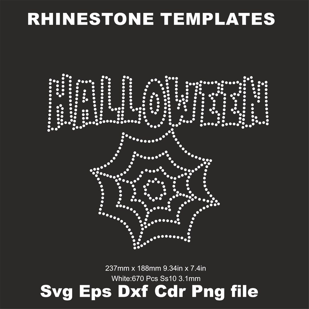 Halloween Rhinestone Templates Svg Ss10,spider,rhinestone Spooky,cricut ...