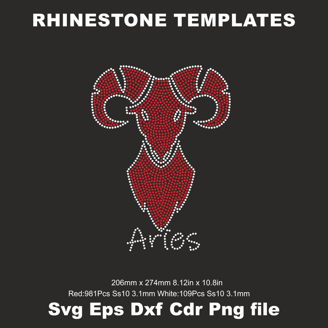 Rhinestone Horoscopes Aries Template T Shirt Zodiac Sign Ss10 Svg ...