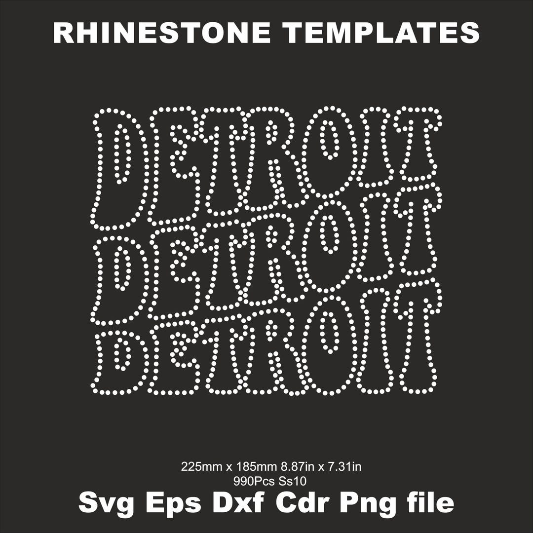 Detroit Rhinestone Template,svg Detroit Bling Shirts Svg Png Ss10 ...