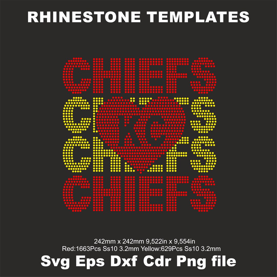 Chiefs Rhinestone Template Ss10,cheerleader Iron on Transfer Chiefs ...