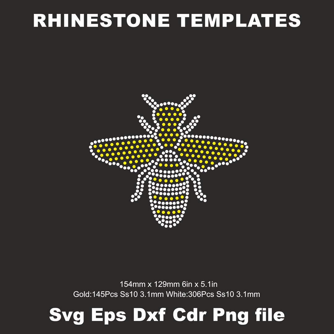 Bee Rhinestone Template SVG Ss10 Cricut Bee,rhinestone Bee Svg Hotfix ...