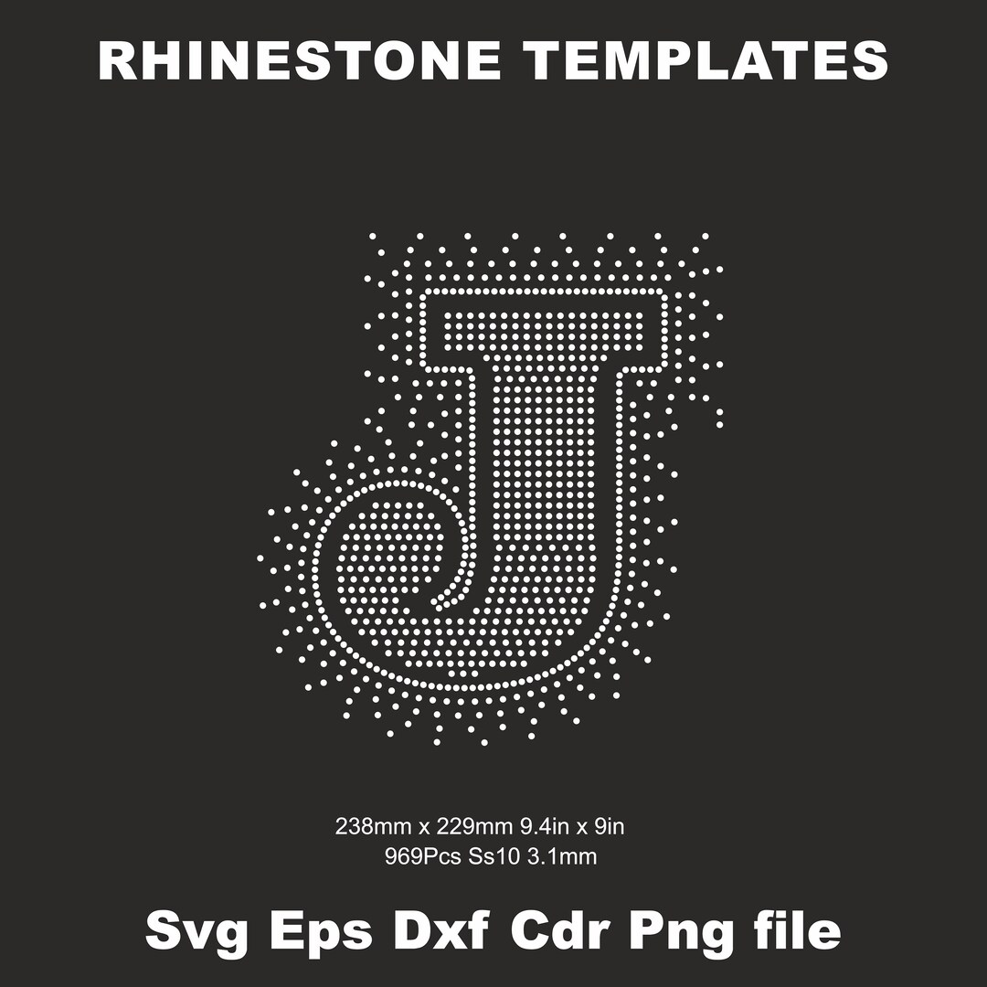Rhinestone Letter J Template 9inch SS10 SVG Cut File ,alphabet J ...