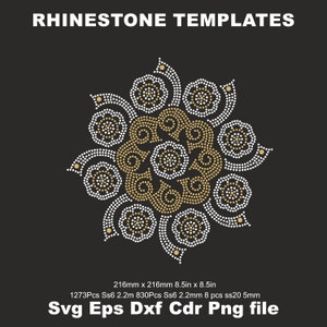 Rhinestone Sunflower Template SS6 Arabian Design Svg Digital Rhinestone Flower Template Ethnic ...