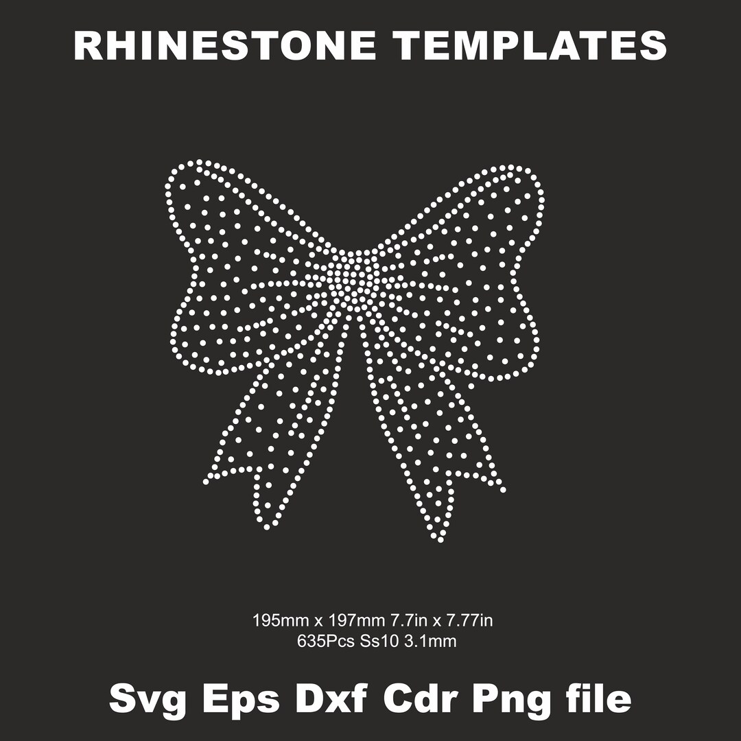 Rhinestone Ribbon Bow Template Ss10 SVG Template,rhinestone Cheer ...