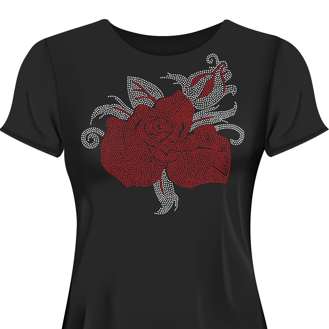 Big Rose Rhinestone Template Ss6 Svg - Flowers Rhinestone - Rose ...