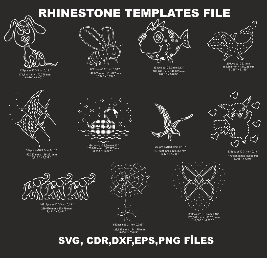 Animals Rhinestone Templates Svg Ss10 Ss6, Small Bling Rhinestone ...