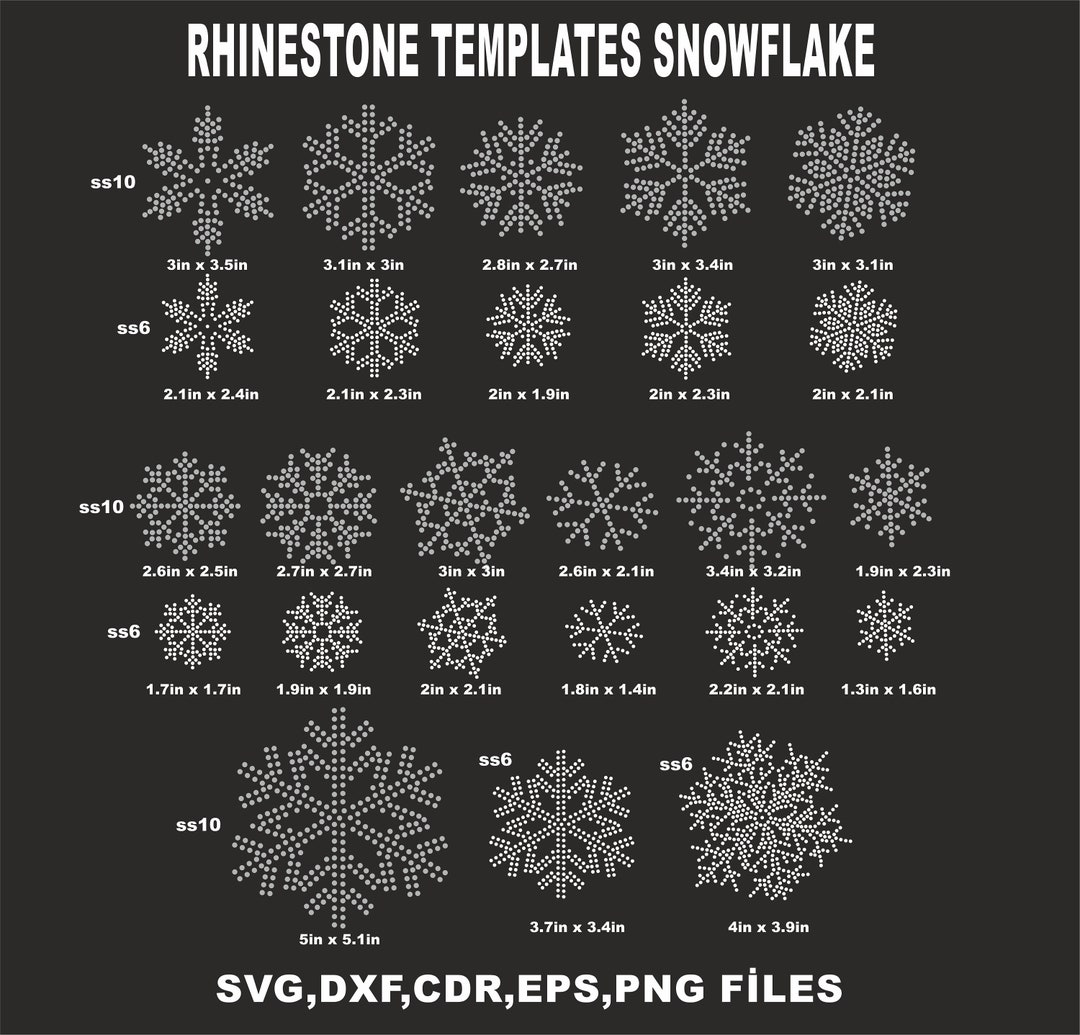 Rhinestone Templates 25pcs Snowflake Christmas Templates Bundle Ss6 ...