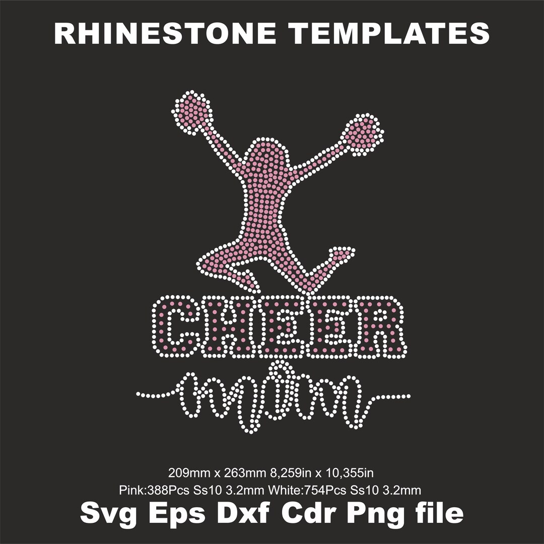Cheer Mom Rhinestone Cheerleader Template Ss10 Svg,cheer Mom Iron on ...