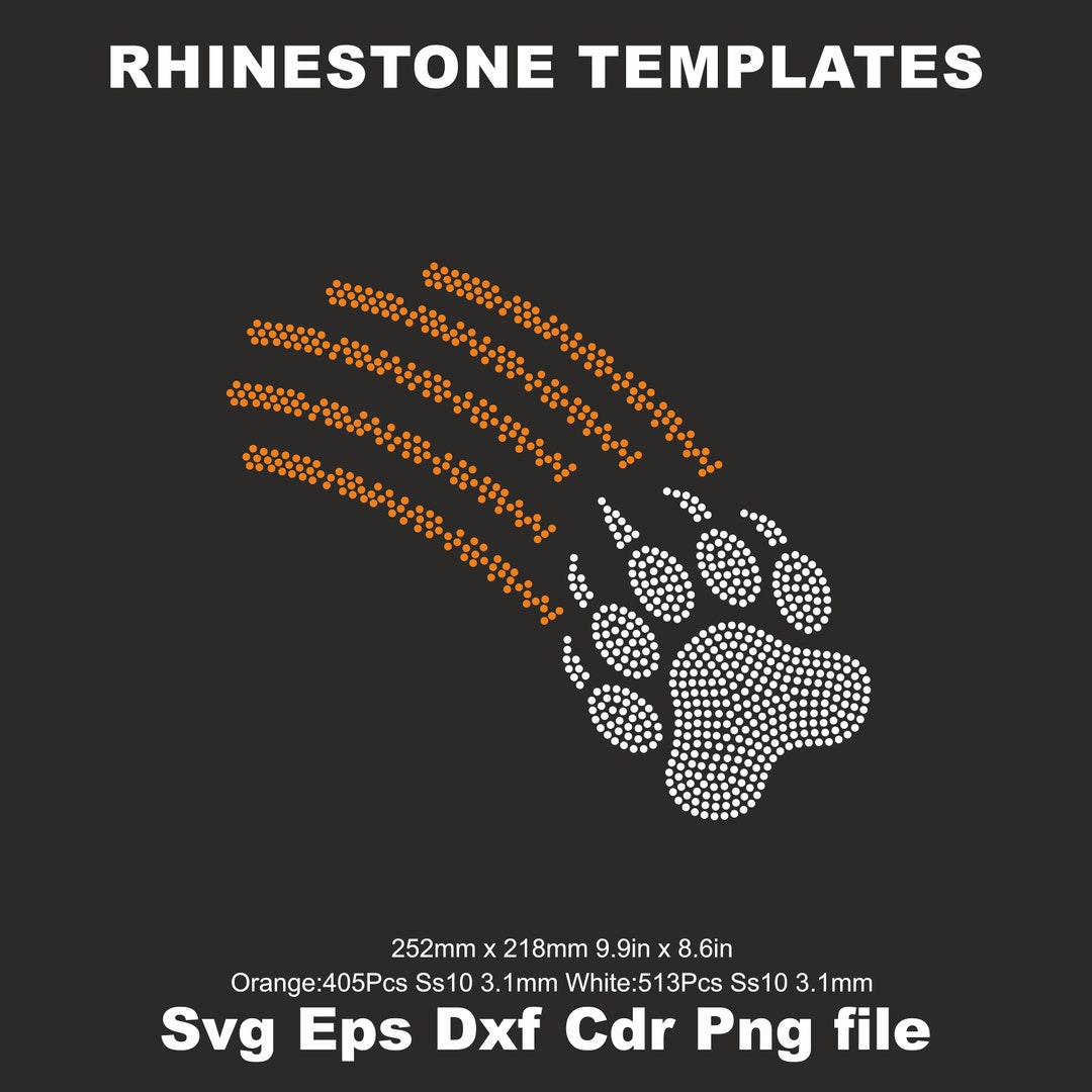Tigers Paw Rhinestone Template,svg Paw Rhinestone Template, Tiger Paw ...